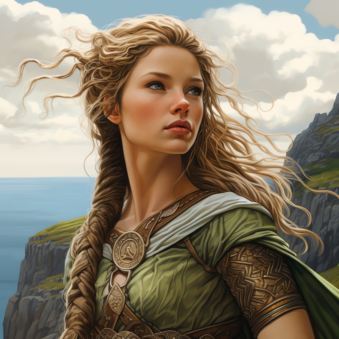 Celtic Warrior Princess Clipart With Fantasy Background - 45 High ...