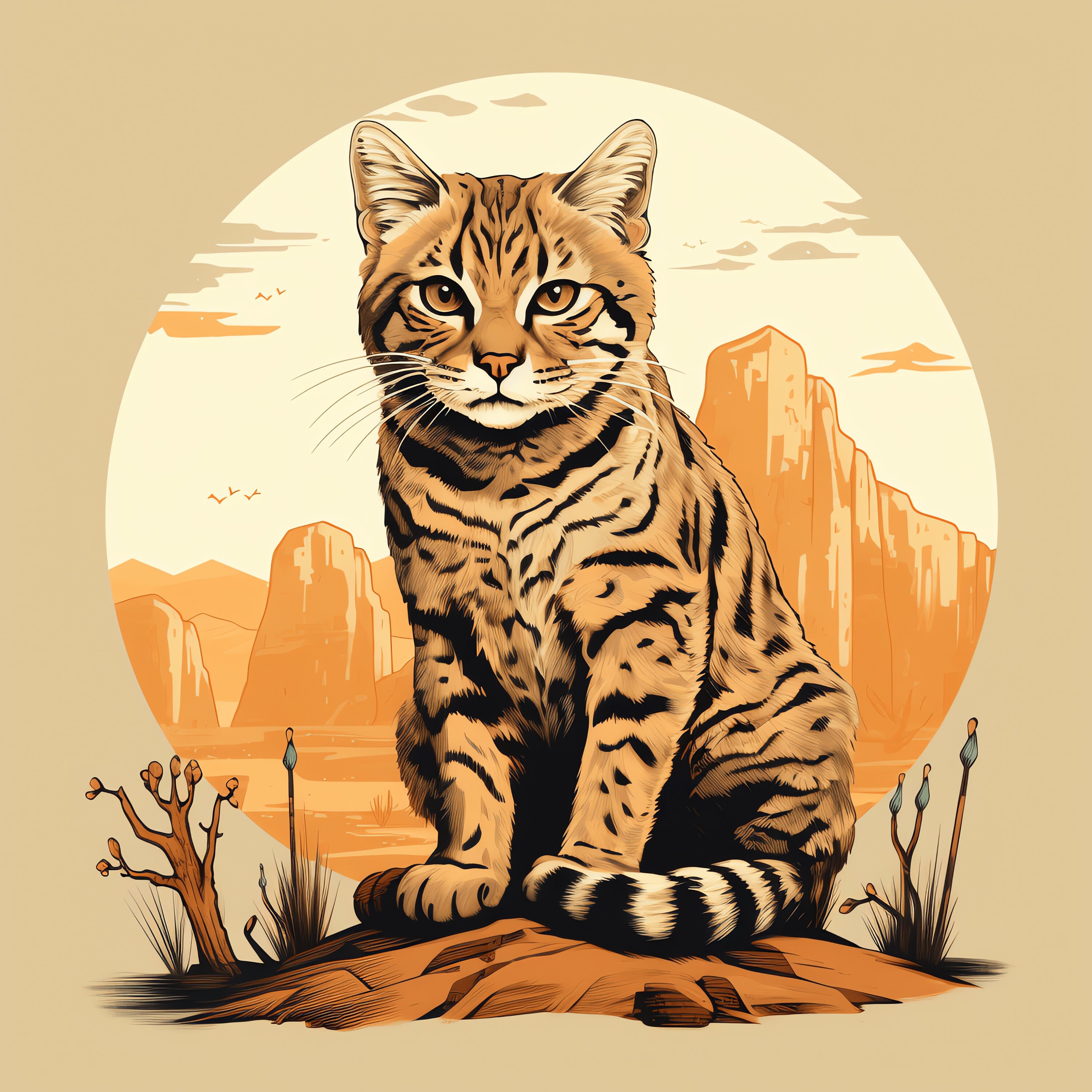 Retro Wildcat Clipart Bundle - 45 High Quality PNG - Instant Download ...