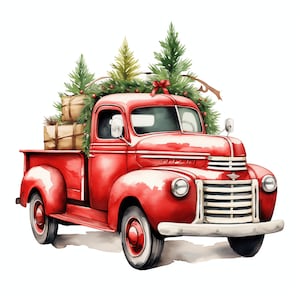 Red Truck Christmas PNG Clipart Bundle 46 High Quality PNG Instant ...