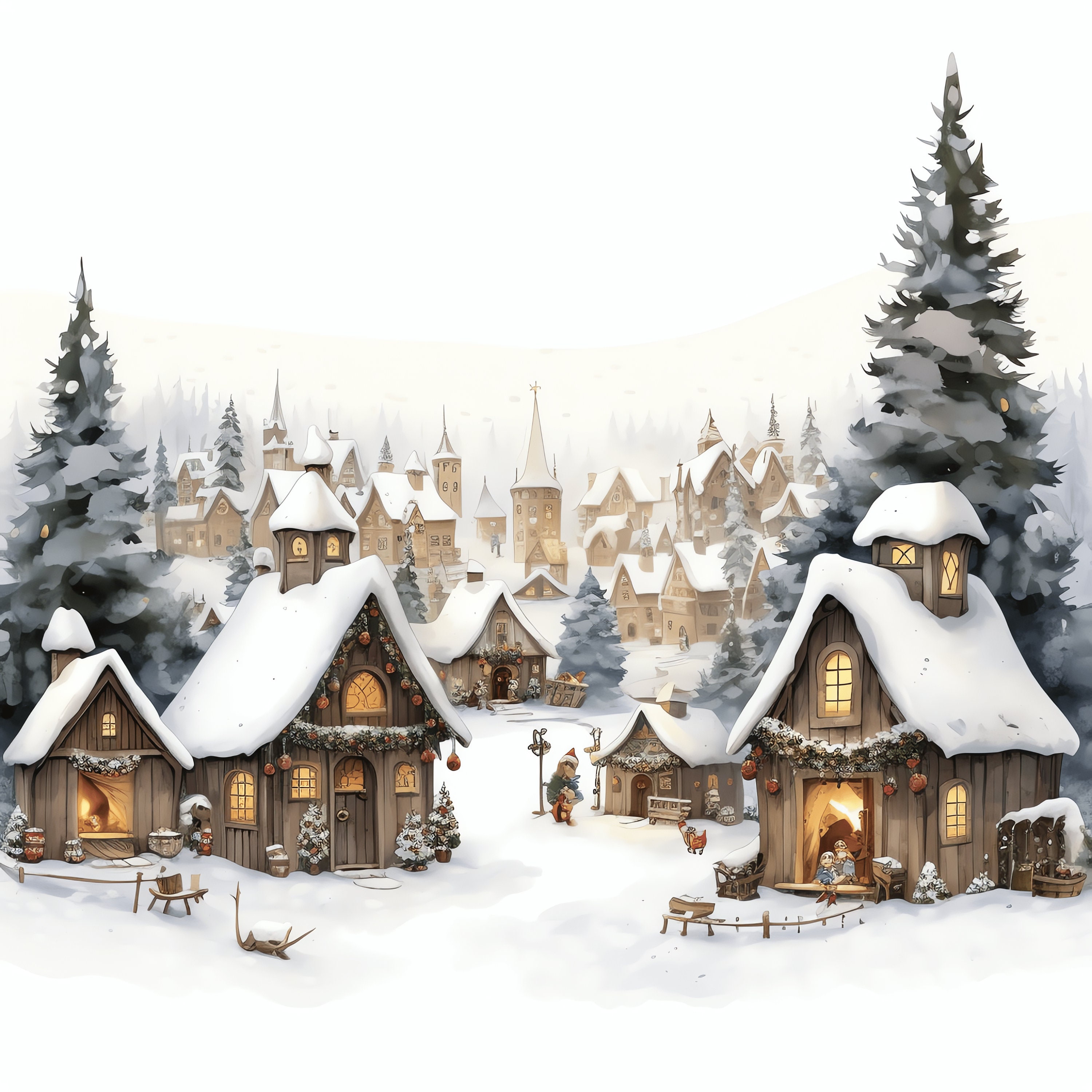 North Pole Christmas Scenes PNG Clipart Bundle 43 High - Etsy