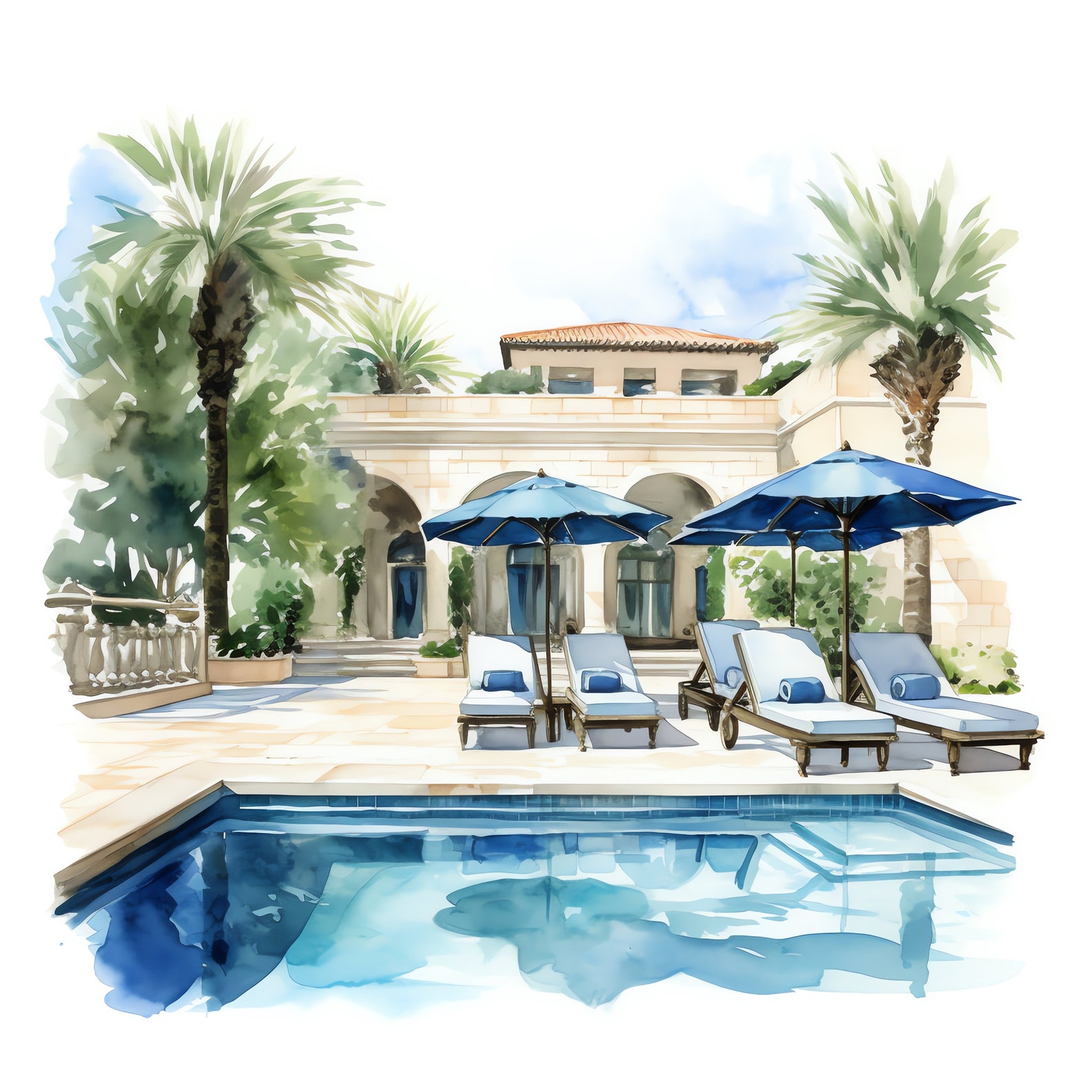 Terrace Scene Clipart - 40 High Quality Jpgs - Digital Download - Card ...