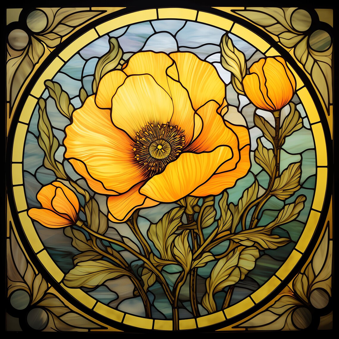 Poppy Stained Glass PNG Clipart - 50 High Quality PNG - Instant ...