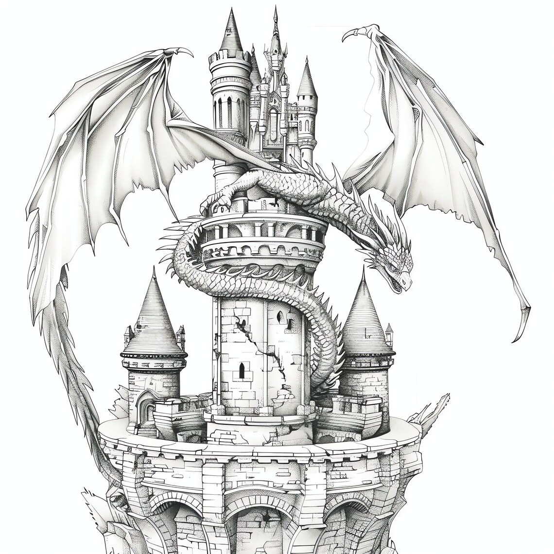 Lineart Dragon Castle Turret PNG Clipart Bundle - 46 High Quality PNG ...