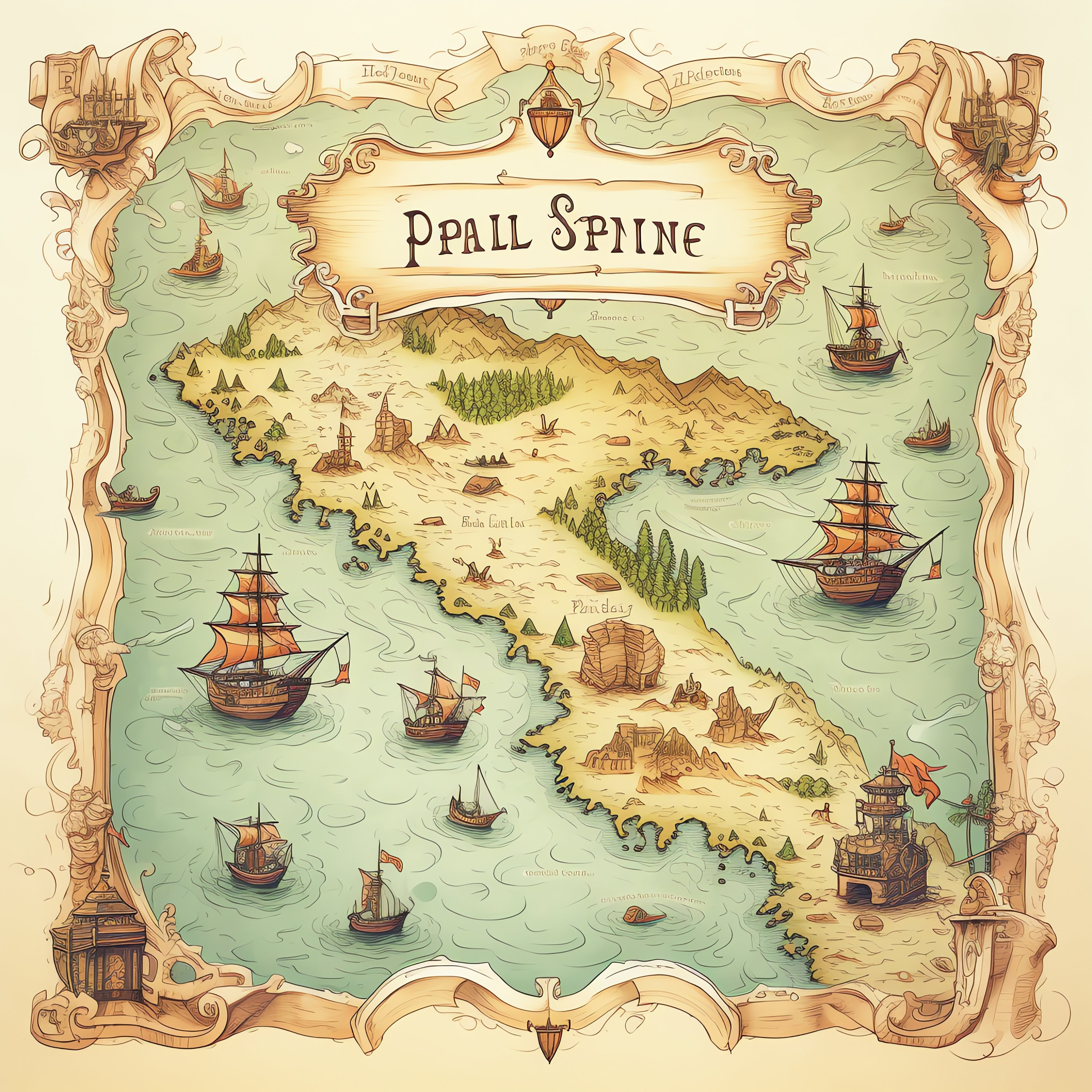 Vintage Pirate Map With Fantasy Text Clipart 45 High Quality - Etsy