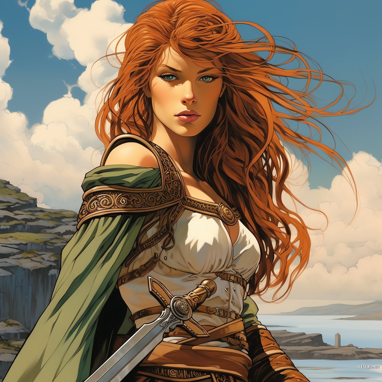 Celtic Warrior Princess Clipart With Fantasy Background 45 High Quality ...