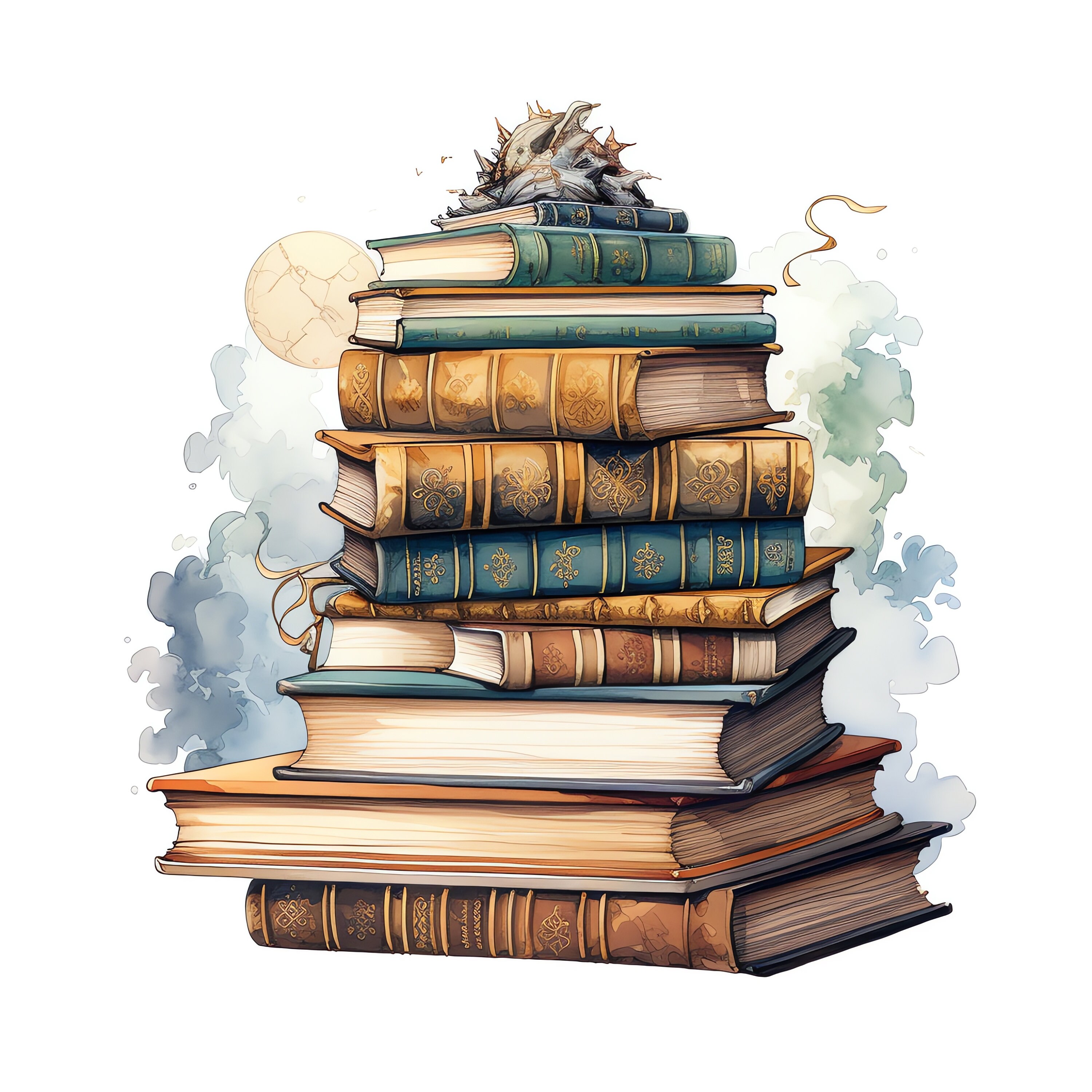 Artistic Book Stack Clipart - 45 High Quality Jpgs - Digital Download ...