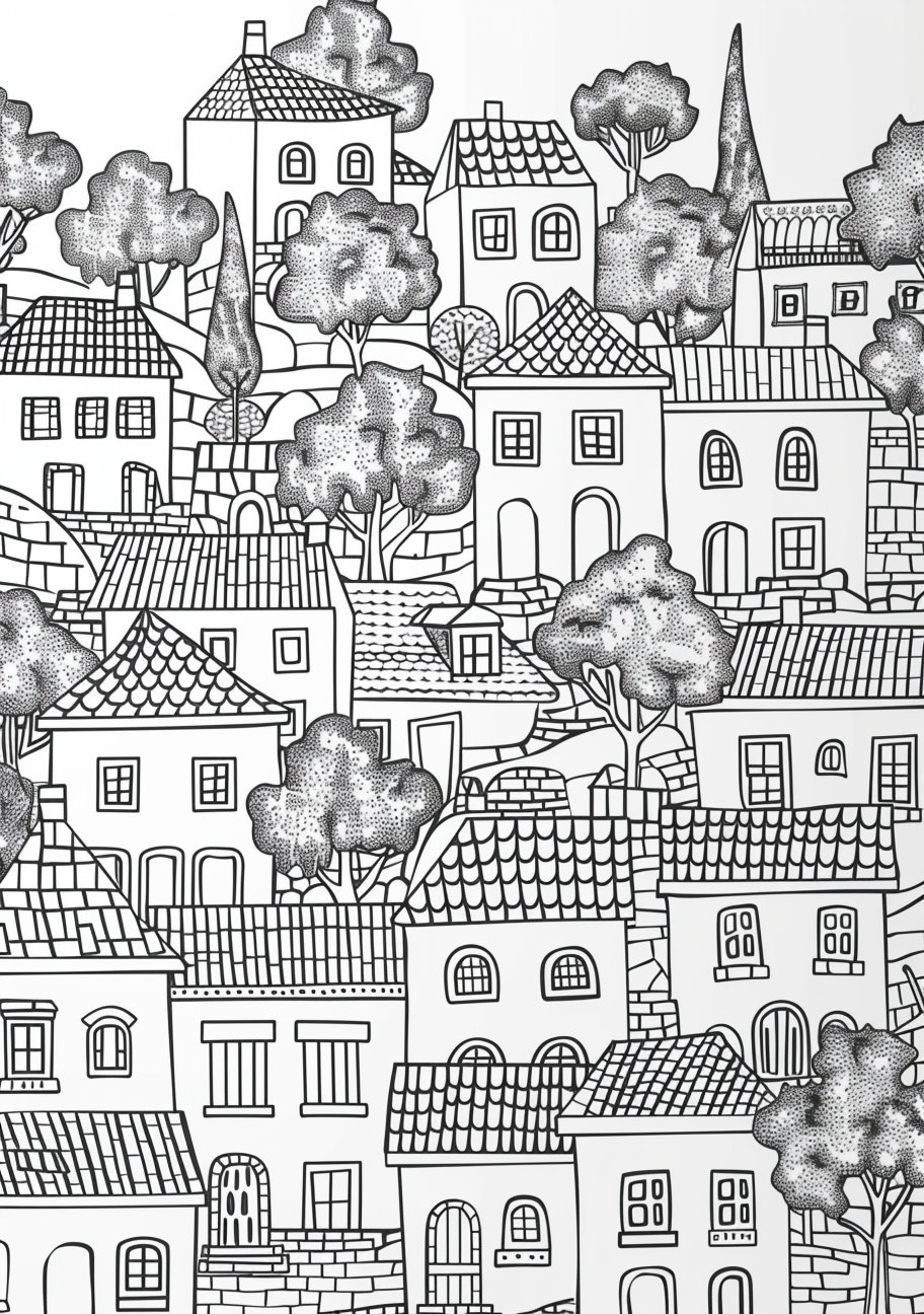 Adorable Town Coloring Pages PDF Bundle 44 High Quality Images Instant ...