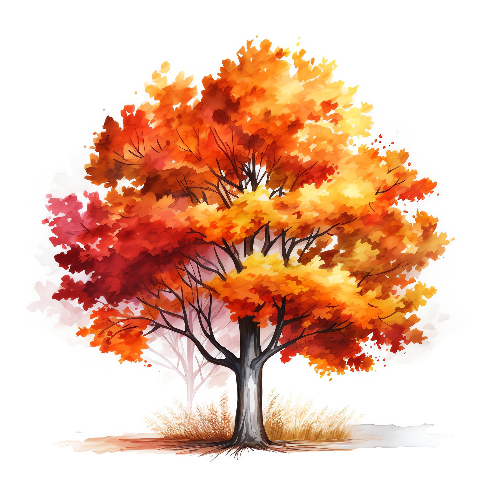 Fall Tree Clipart - 50 High Quality Jpgs - Digital Download - Card ...