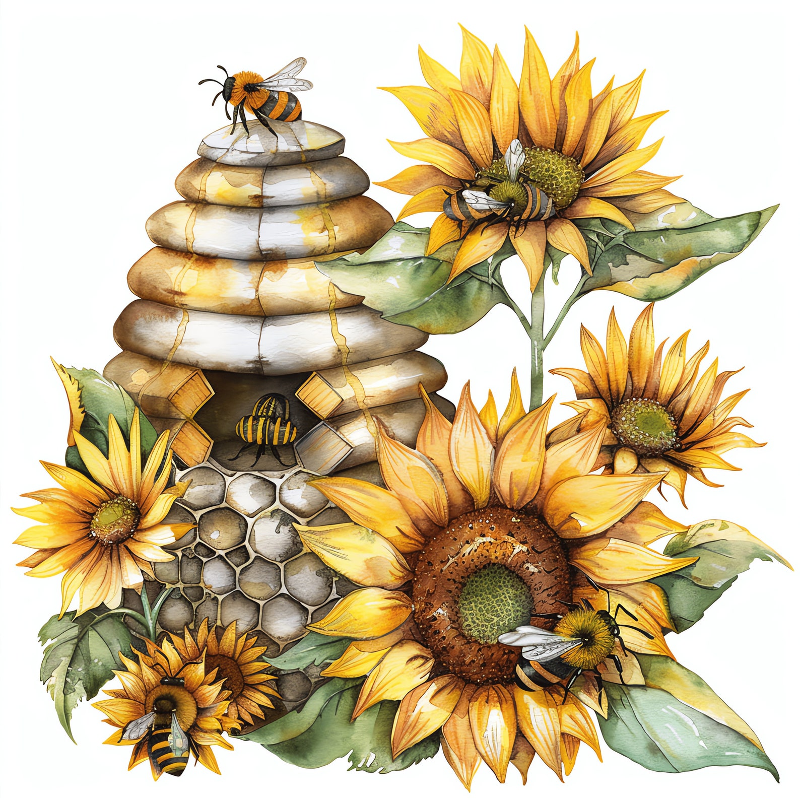 Bees and Sunflower PNG Clipart Bundle - 51 High Quality PNG - Instant ...