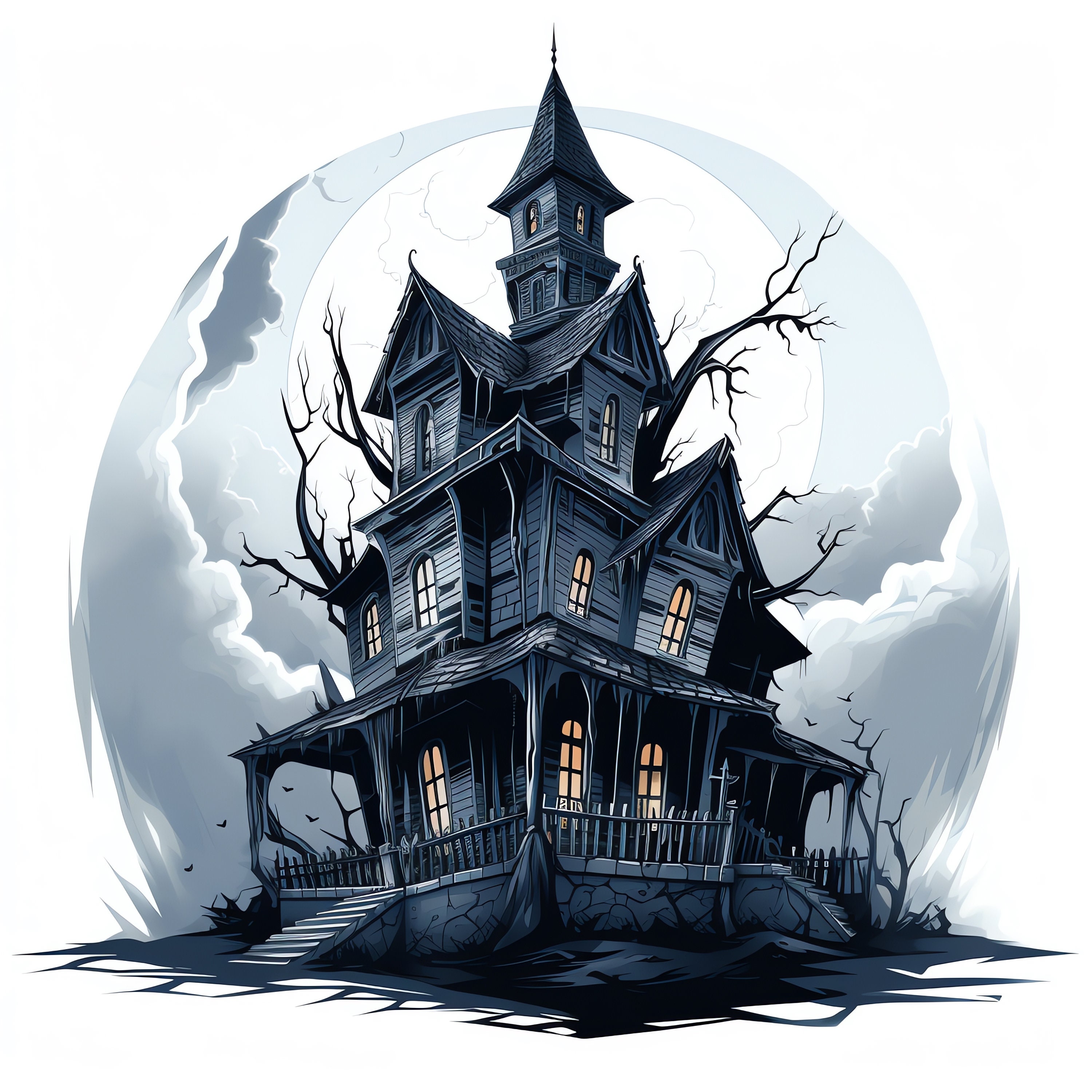 Haunted House Halloween Clipart - 45 High Quality Jpgs - Digital ...