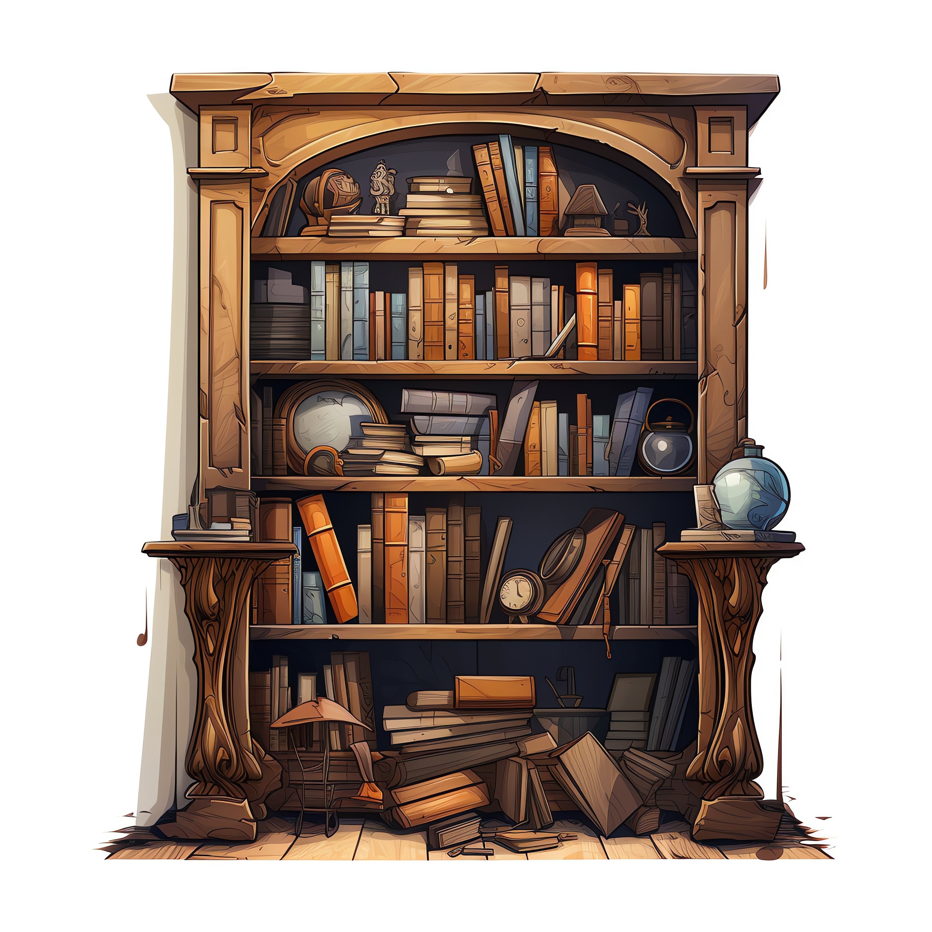 Fantasy Bookshelf Clipart - 45 High Quality Jpgs - Digital Download ...