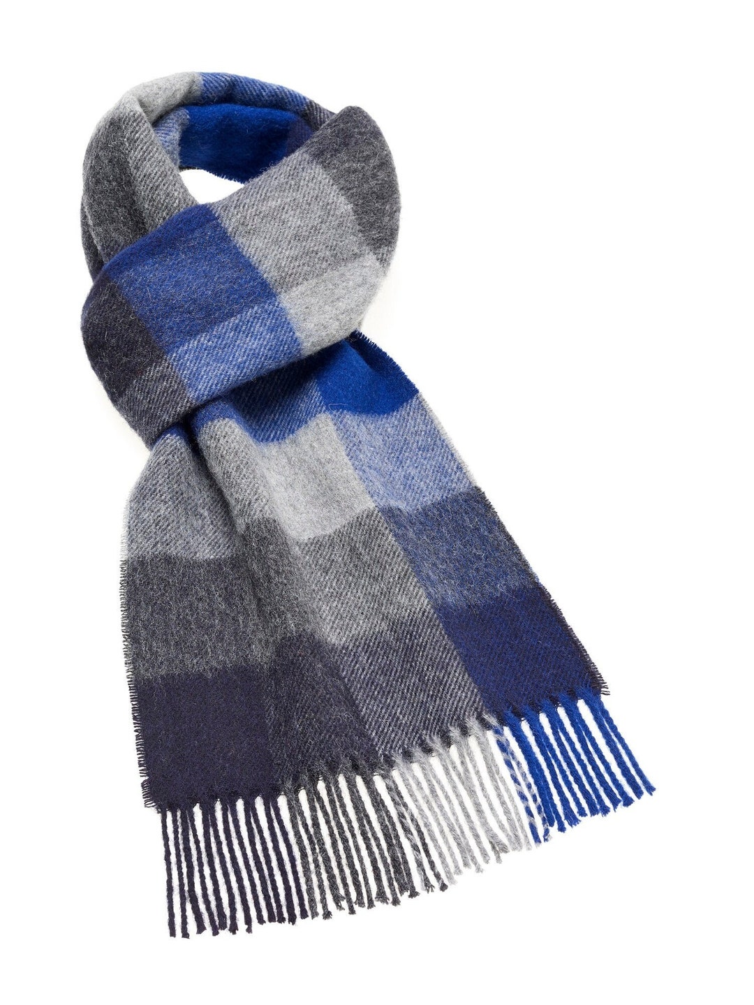 Bamburgh Royal Blue Check Scarf, Merino Lambswool, Made in England - Etsy