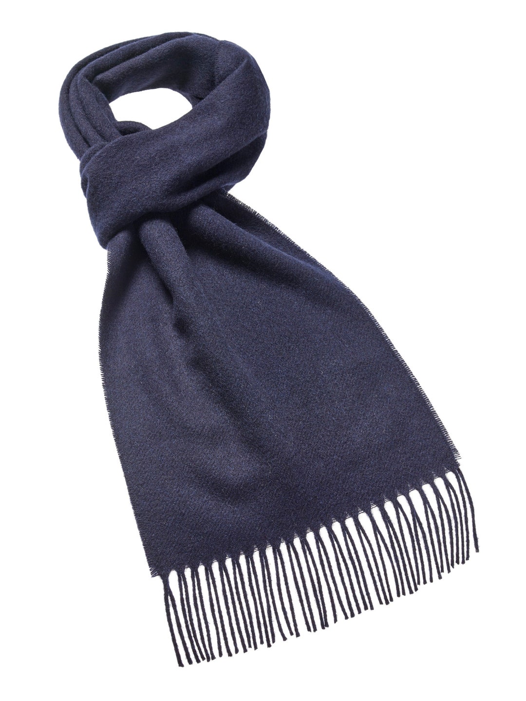Merino Lambswool Plain Navy Blue Scarf - Unisex Scarf - Made in England ...