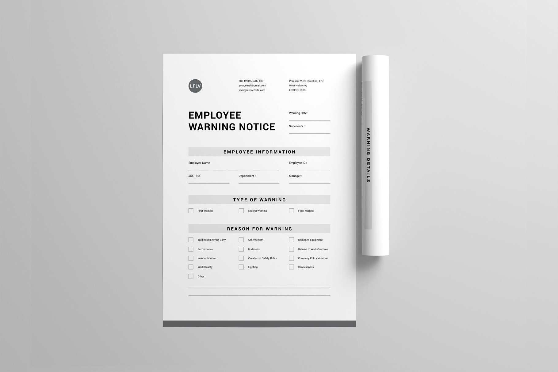 Employee Warning Notice Template Ms Word Template Employee Disciplinary ...