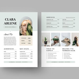 Media Kit Template MS Word & Indesign Template Instagram, Influencer ...