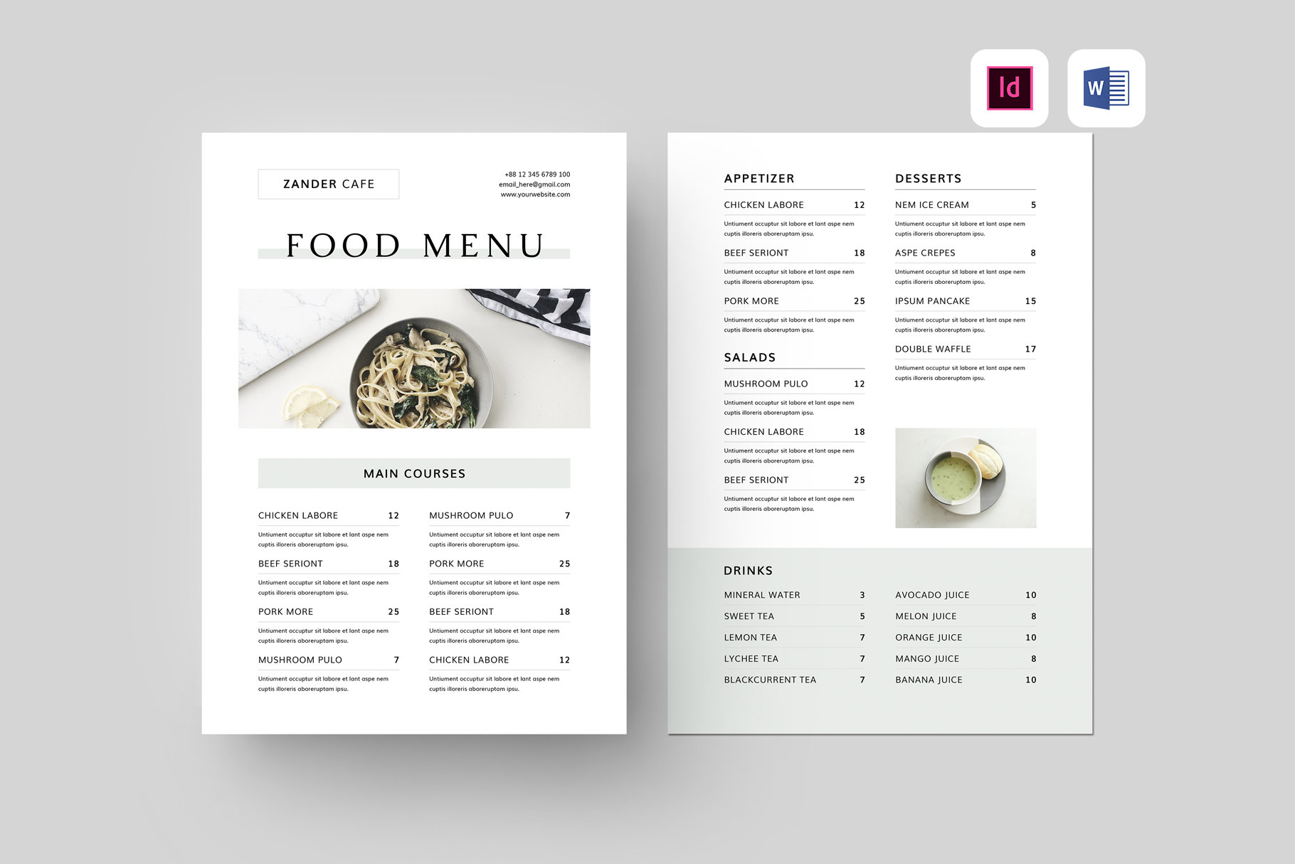 Restaurant Menu Template Microsoft Word