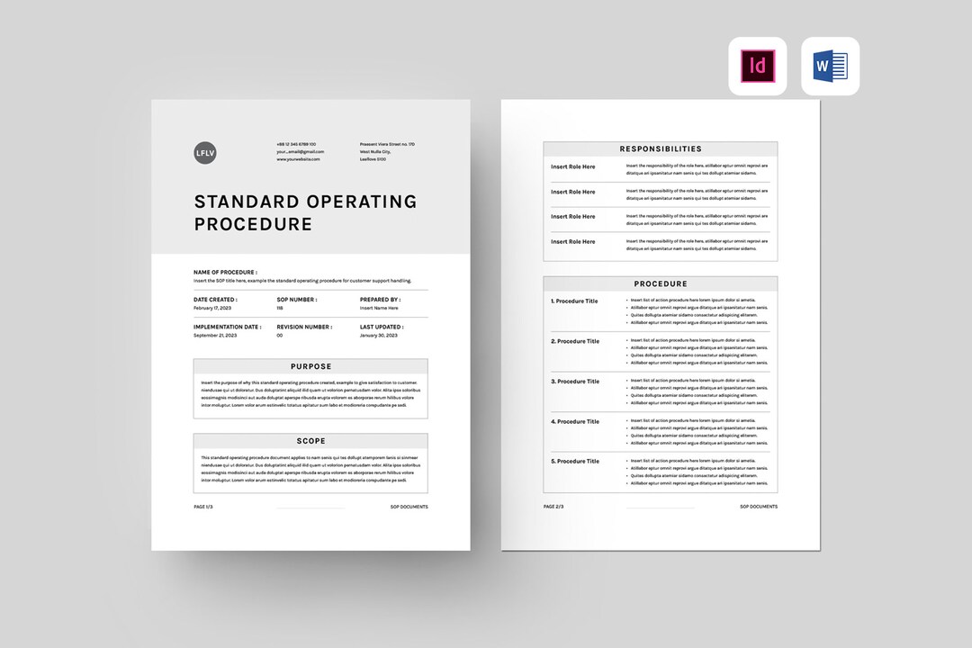 Standard Operating Procedure Template Sop Template Microsoft Word