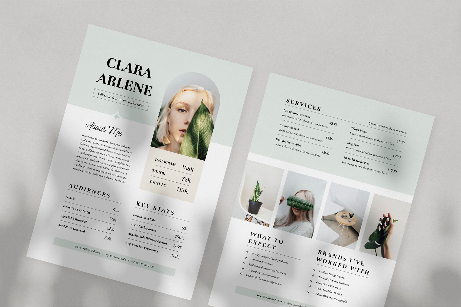 Media Kit Template MS Word & Indesign Template Instagram, Influencer ...