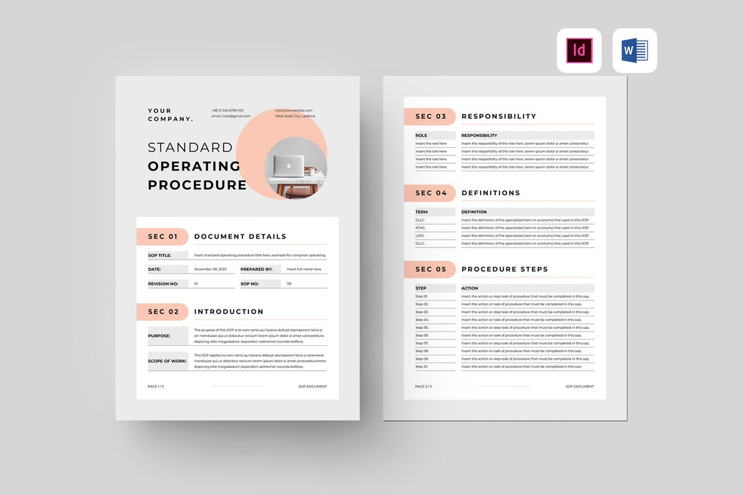Standard Operating Procedure Template SOP Template Microsoft Word ...