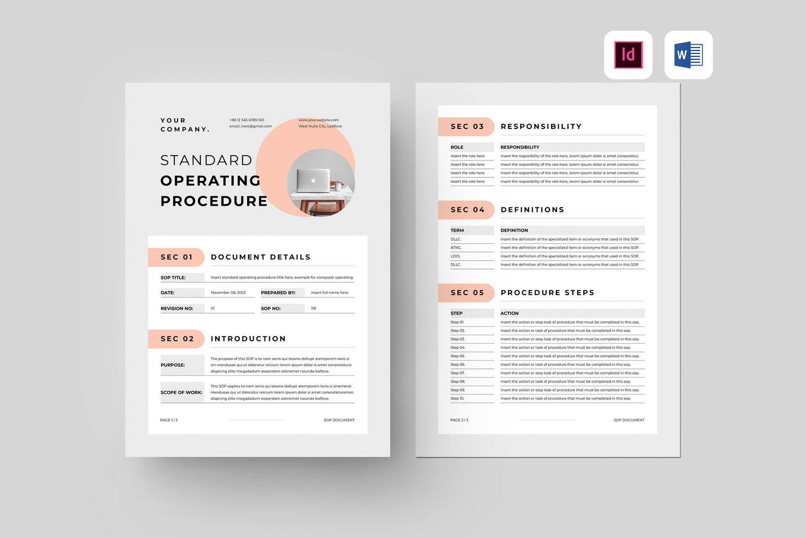 Standard Operating Procedure Template SOP Template Microsoft Word ...