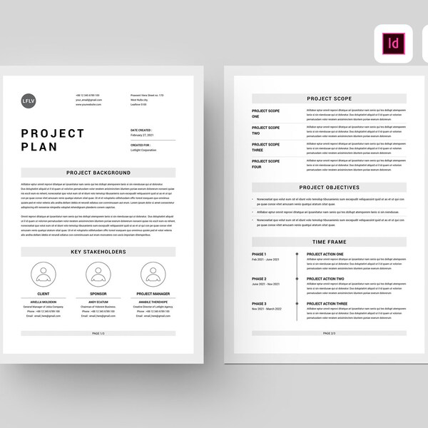 Project Proposal Template | Microsoft Word & Adobe Indesign Template - Etsy