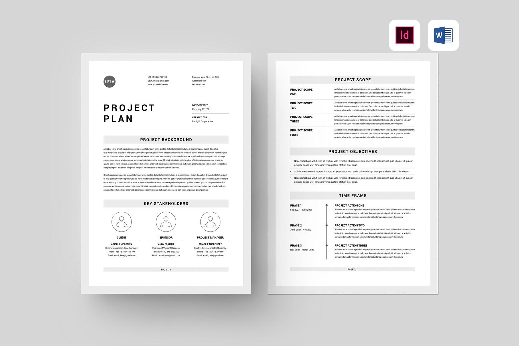 Project Plan Template Microsoft Word & Adobe Indesign - Etsy