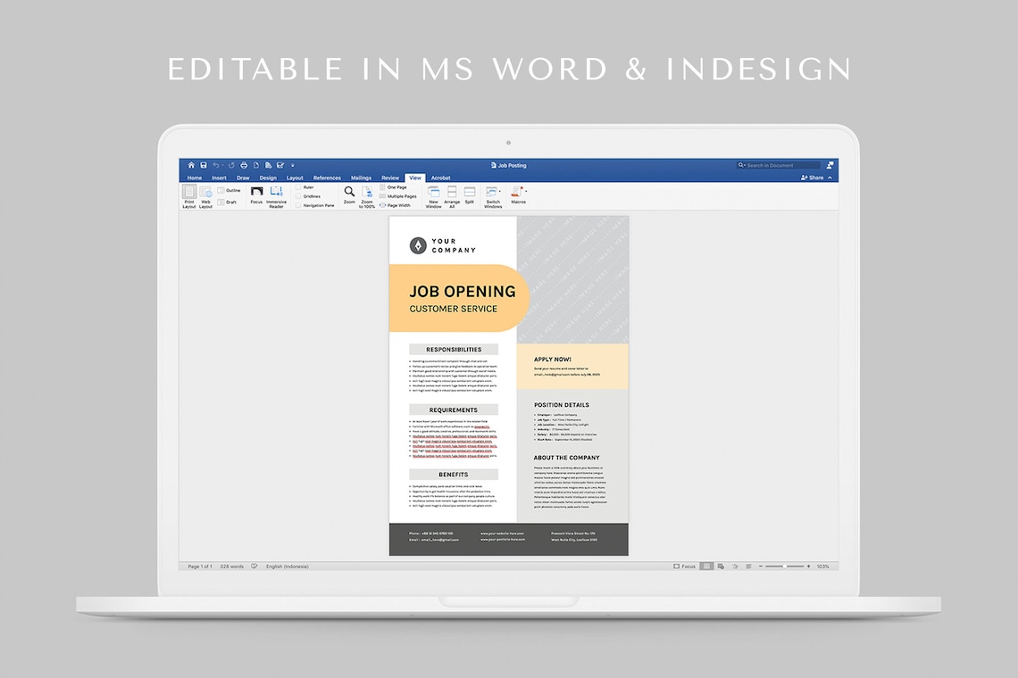 Job Posting Template MS Word Template Job Advertisement We Are Hiring ...
