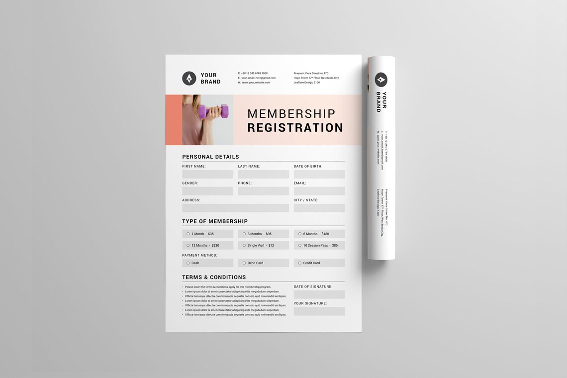 Gym Registration Form Template MS Word Template Fitness Club ...