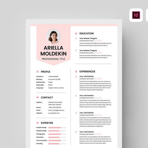 Resume Cover Letter Indesign - Etsy