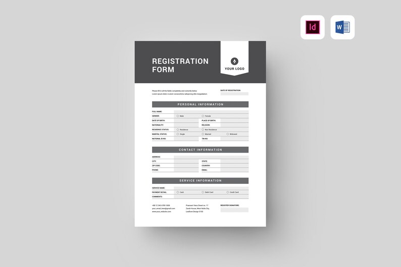 Registration Form Template MS Word Template Business Register Form ...