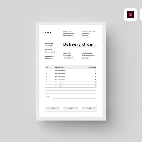 Word Purchase Order Template - Etsy
