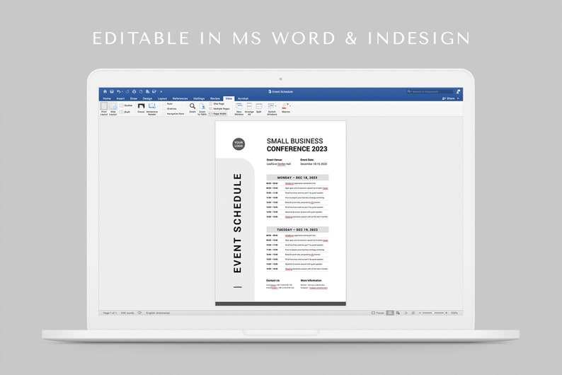 Event Schedule Template MS Word Template Conference Meeting Agenda ...