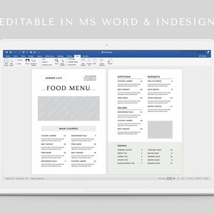 Food Menu Template MS Word Template Printable Restaurant - Etsy Hong Kong