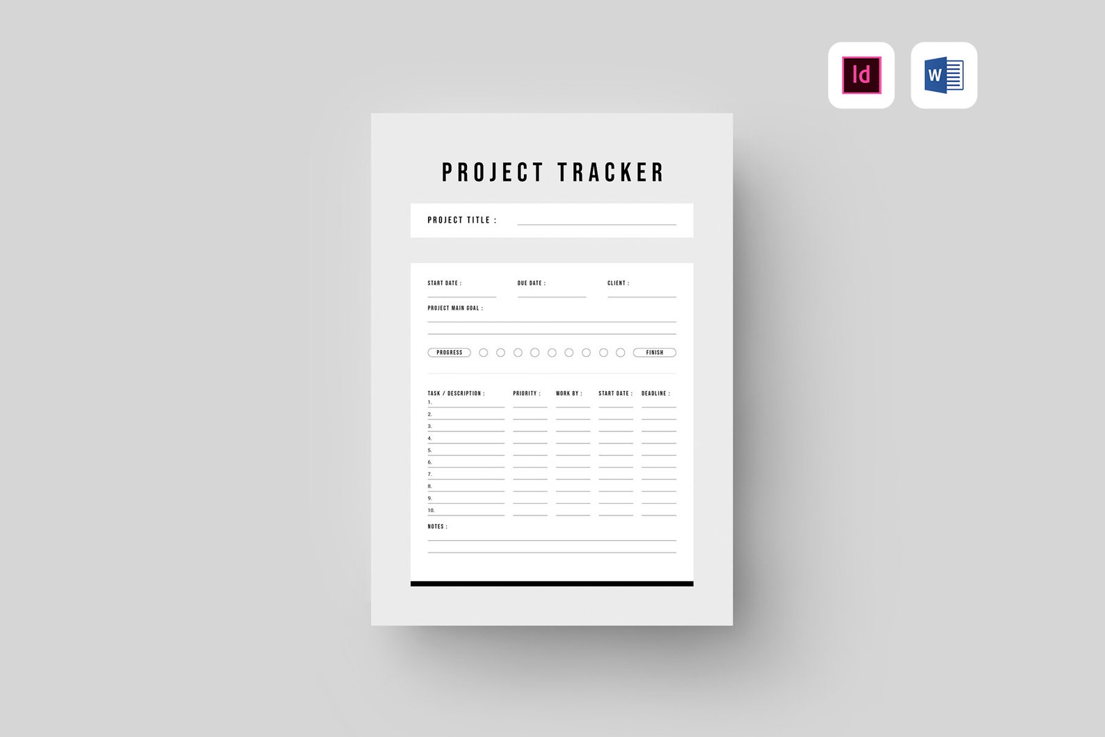 Project Tracker Printable Work Tracker Pdf Ready To Print Editable