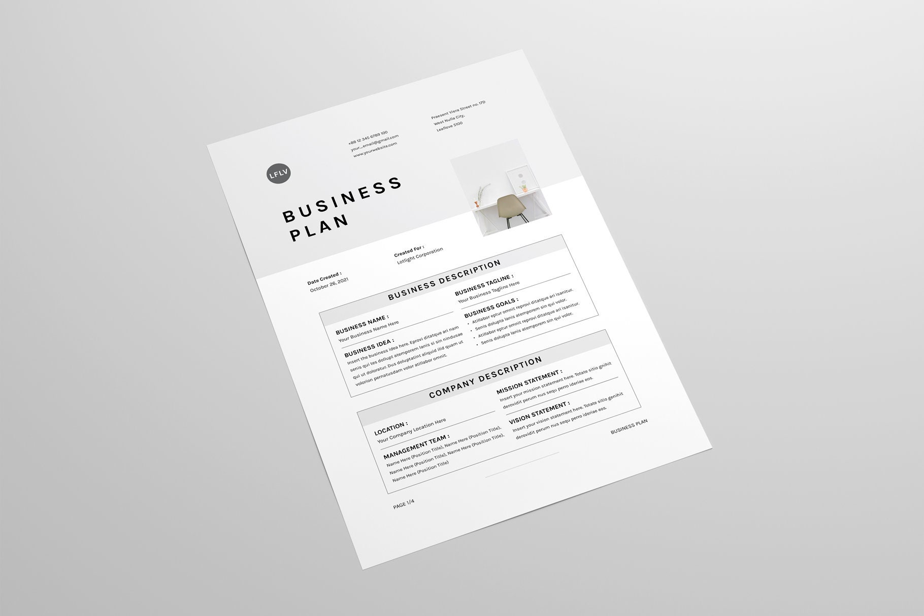 Business Plan Template Editable MS Word Template Indesign | Etsy