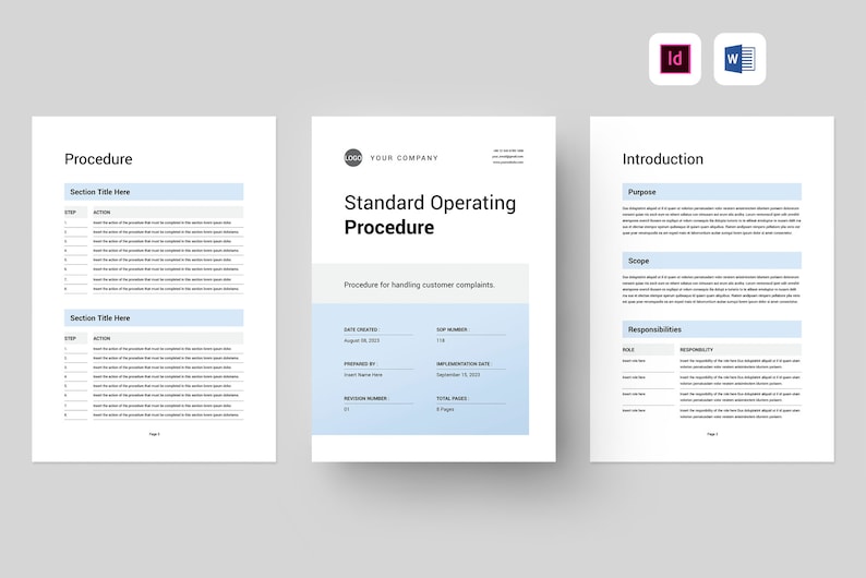 Standard Operating Procedure Template SOP Template Microsoft Word ...