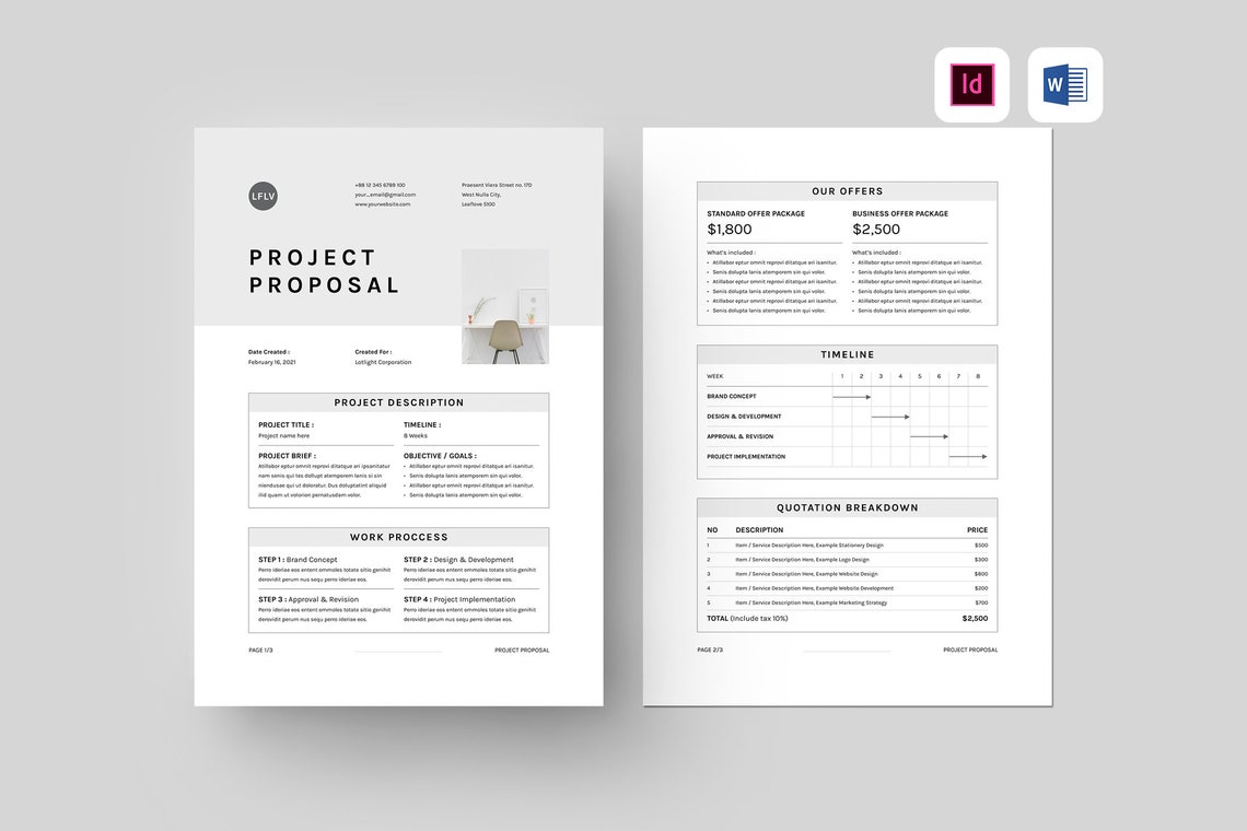 Project Proposal Template MS Word Template Client Proposal - Etsy UK
