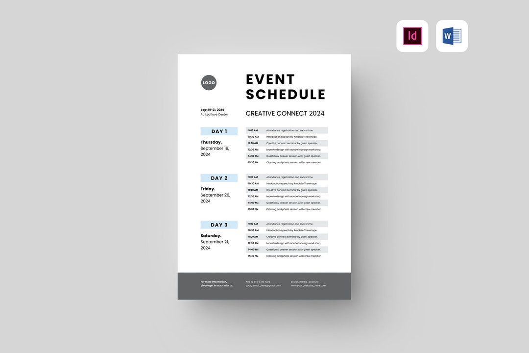 Event Schedule Template MS Word Template Conference Meeting Agenda ...