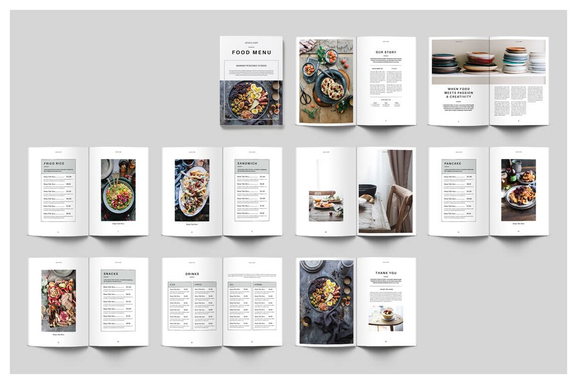 Food Menu Template Adobe Indesign Template Printable - Etsy