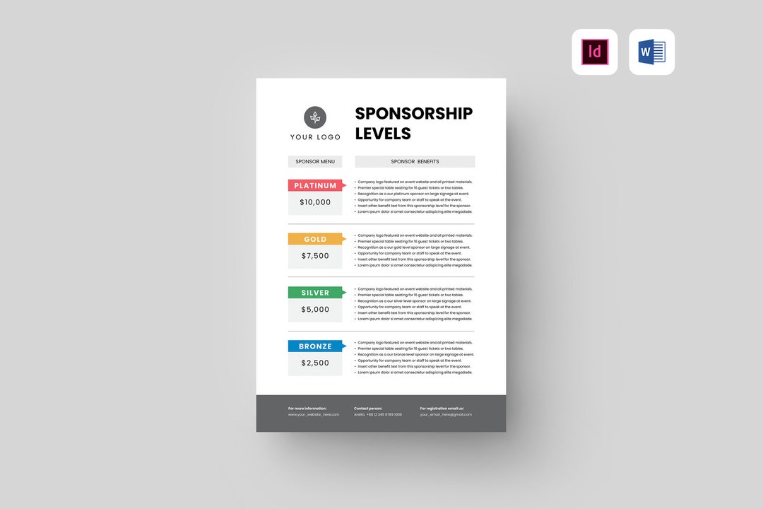 Event Sponsorship Levels Template MS Word Template Fundraiser ...