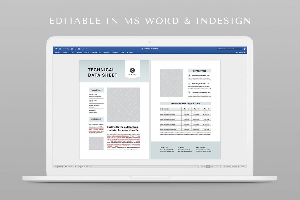 Technical Data Sheet Template MS Word Template Product Data Sheet ...