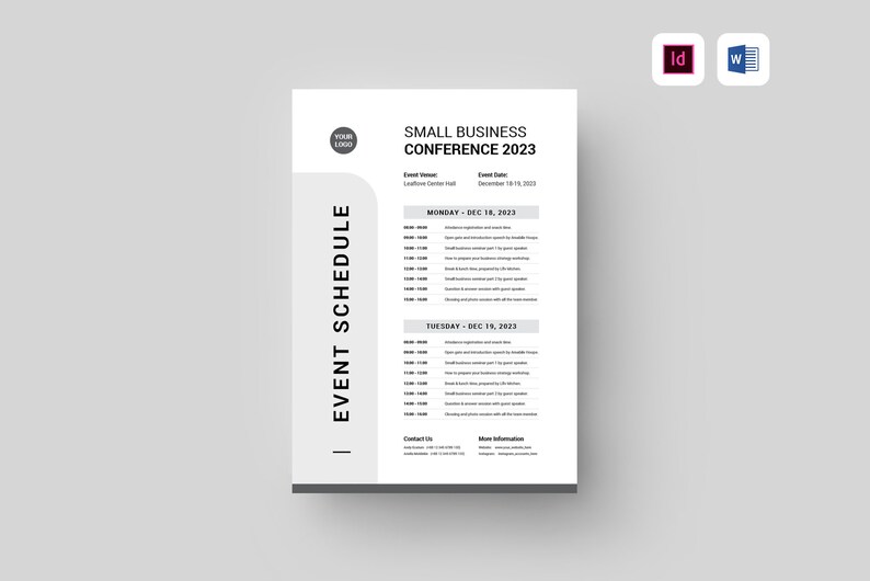 Event Schedule Template MS Word Template Conference Meeting Agenda ...