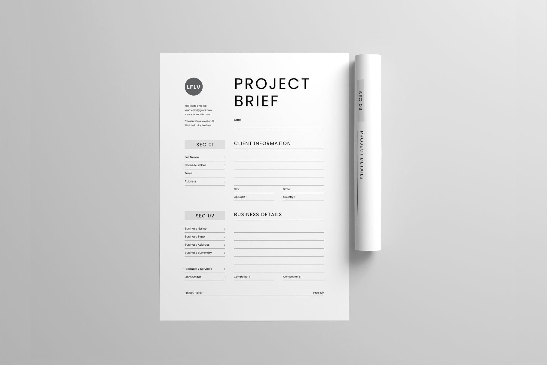 Project Brief Template Microsoft Word & Adobe Indesign - Etsy
