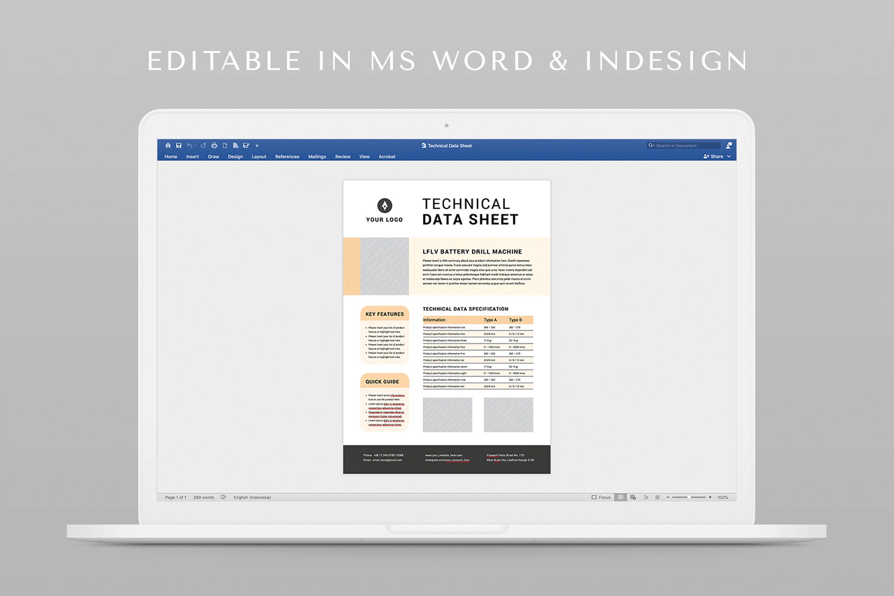 Technical Data Sheet Template MS Word Template Product Data Sheet ...