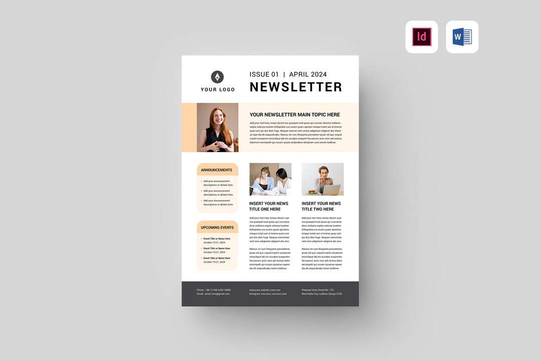 Newsletter Template MS Word Template Business Newsletter Company ...