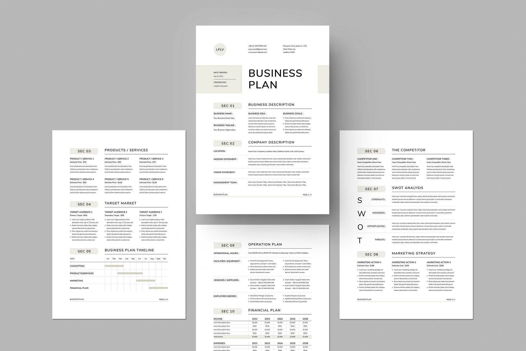 Business Plan Template Editable MS Word Template Indesign - Etsy Australia
