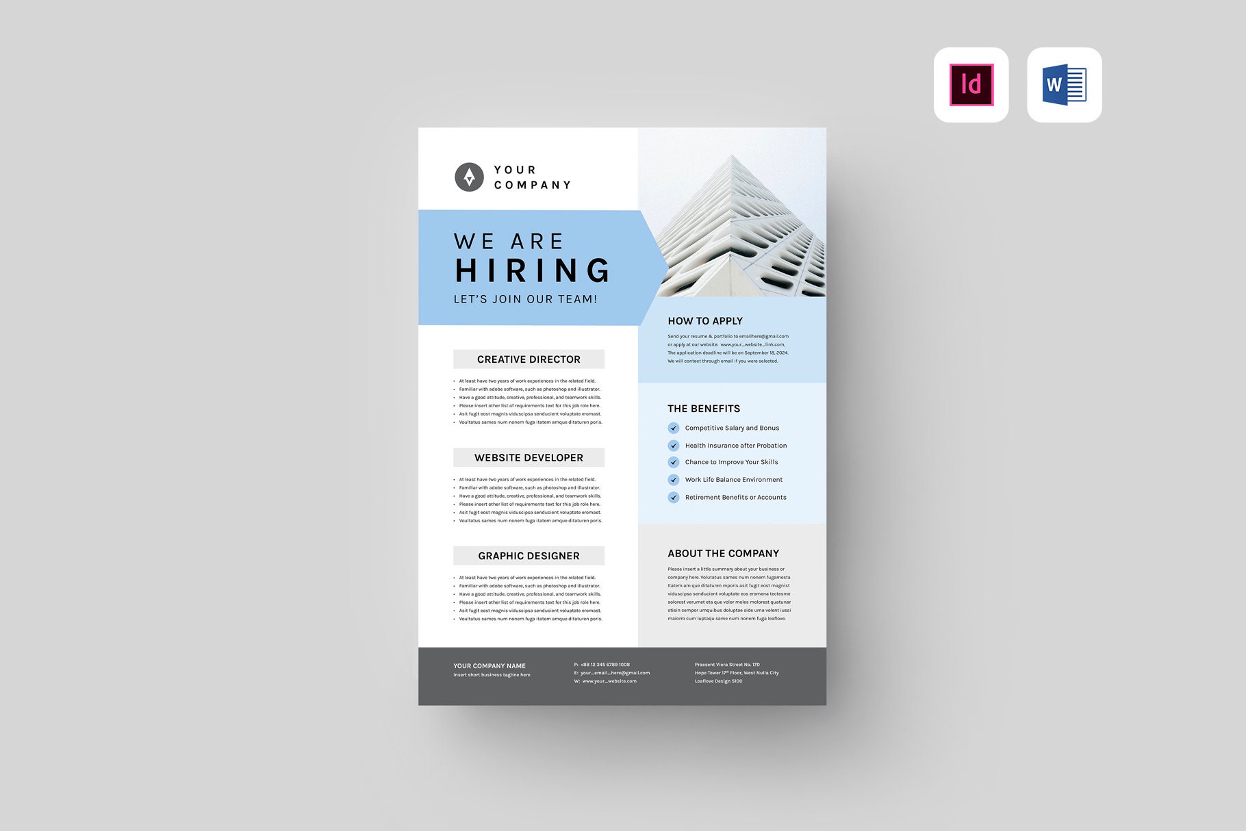 We Are Hiring Flyer Template MS Word Template Job Business Opening Job ...