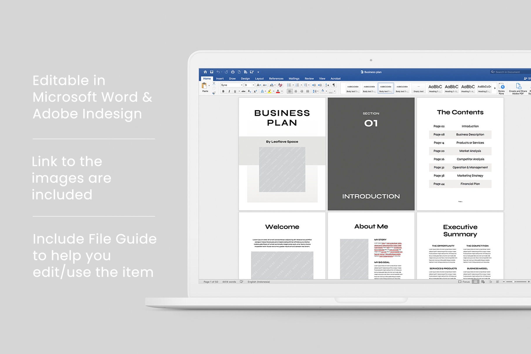Business Plan Template Microsoft Word Template Indesign - Etsy