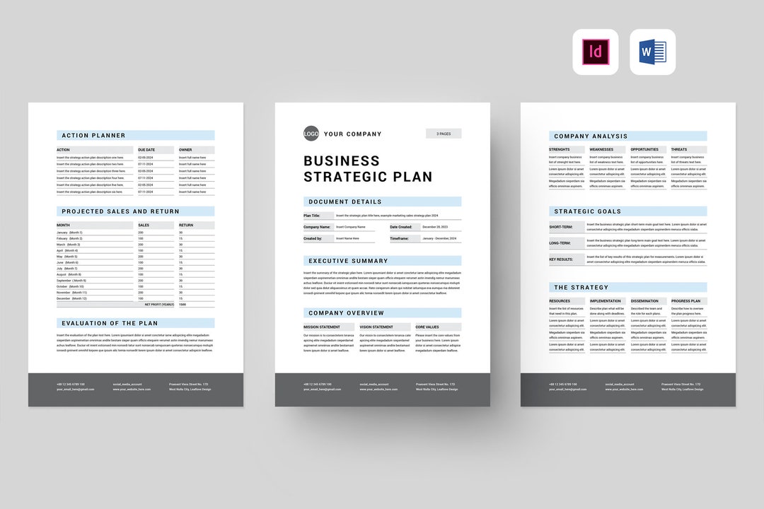 Plantilla de plan estratégico / Plantilla de Microsoft Word / - Etsy España
