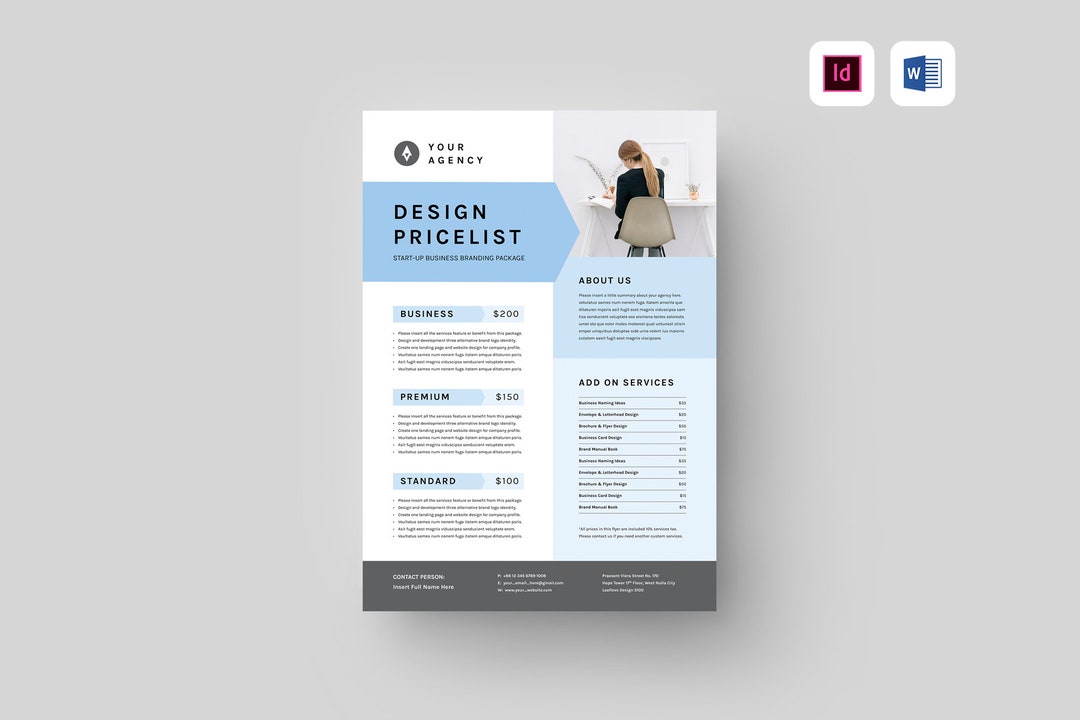 Design Price List Flyer Template MS Word Template Agency Services Menu ...